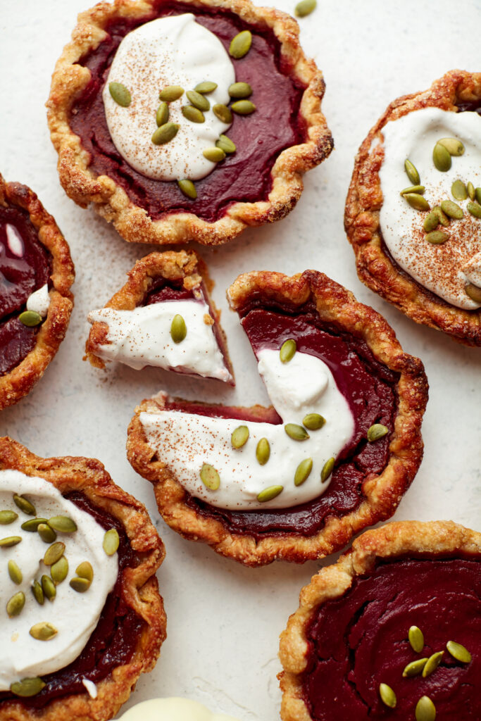 Mini Vegan Beet and Pumpkin Pie - Imperfect Blog
